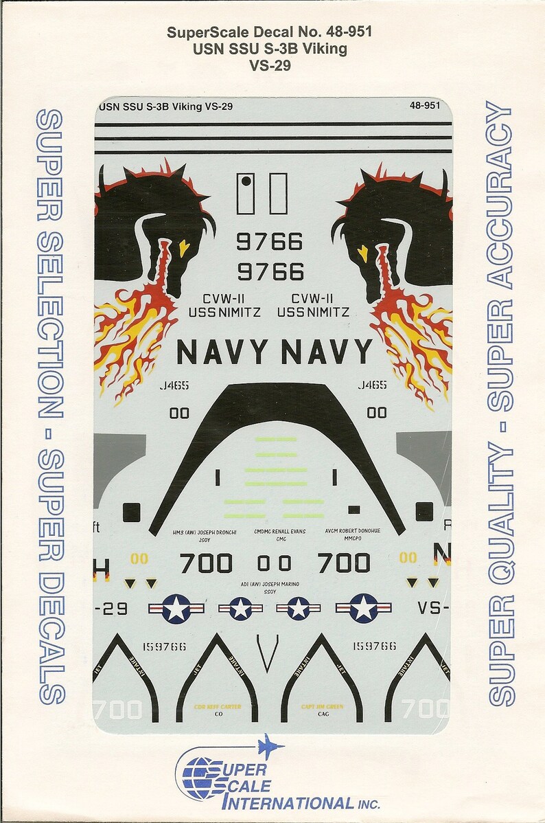 Superscale 48-951 1/48 Scale Lockheed S-3 Viking Model Airplane Decals ...