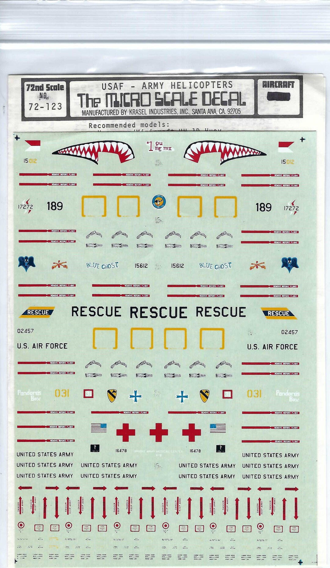 Microscale 72-123 1/72 Scale USAF and Army Helicopters Model Aircraft ...