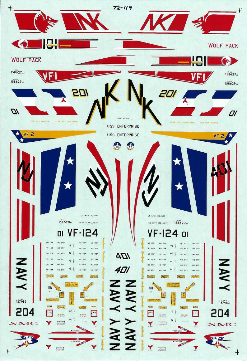 Microscale 72-119 1/72 Scale Grumman F-14 Tomcat Model Airplane Decals ...