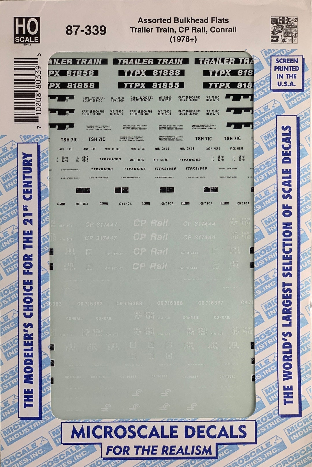 Microscale 87-339 HO Scale Assorted Bulkhead Flats Trailer Train, CP Rail, Conrail (1978+) Model ...