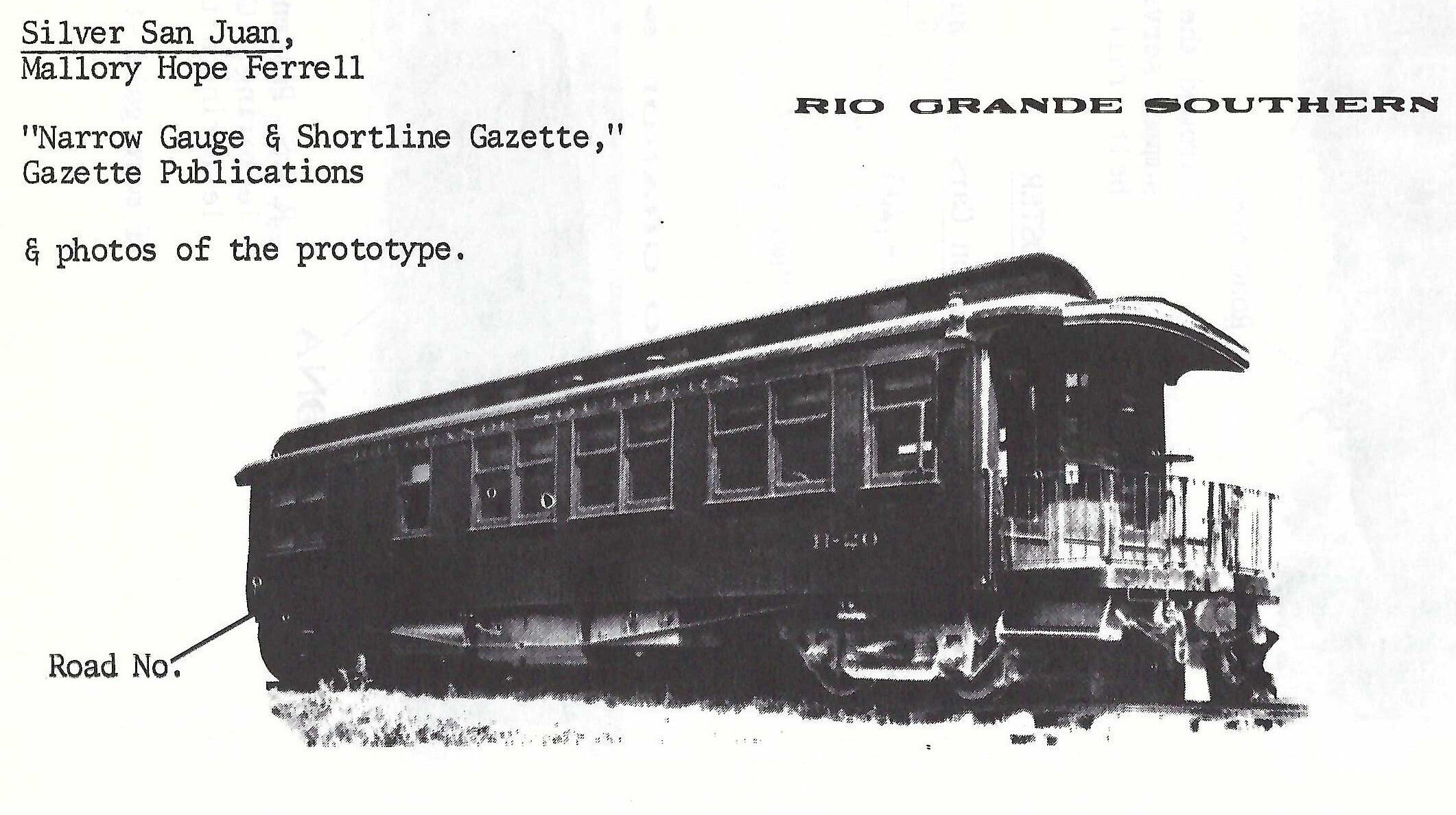 Microscale 87-170 HO Scale Rio Grande Southern Narrow Gauge Passenger ...