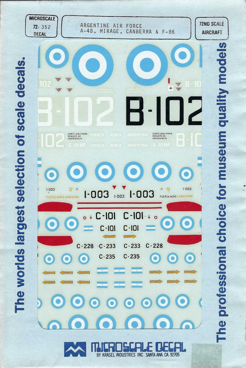 Microscale 72-352 1/72 Scale Aircraft of the Argentine Air Force Model ...