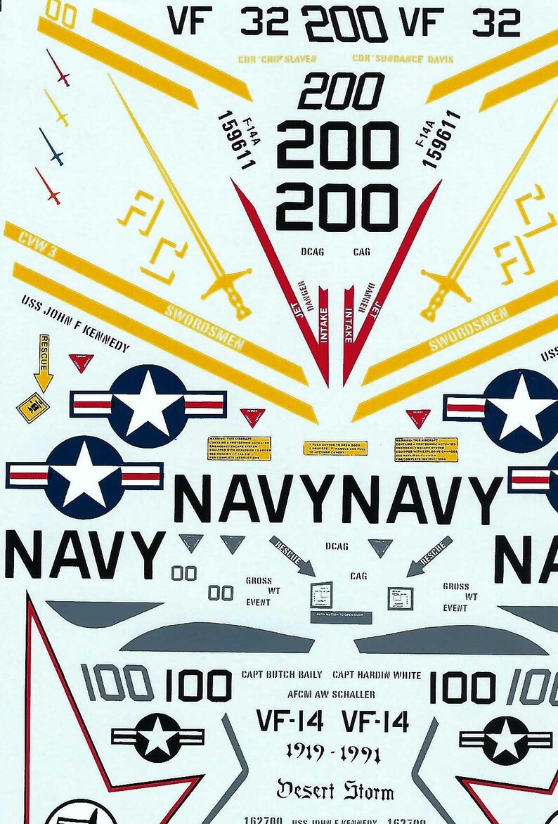 Superscale 48-412 1/48 Scale Grumman F-14 Tomcat Model Airplane Decals ...