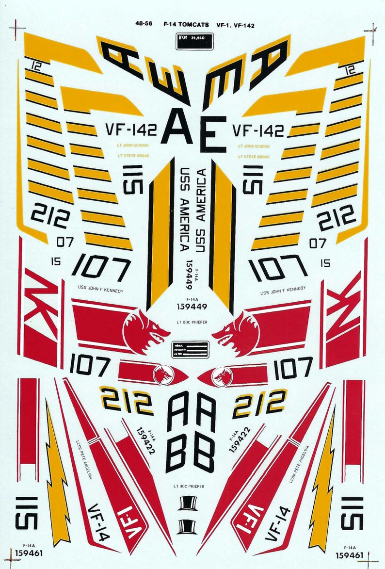 Superscale 48-56 1/48 Scale Grumman F-14 Tomcat Model Airplane Decals ...