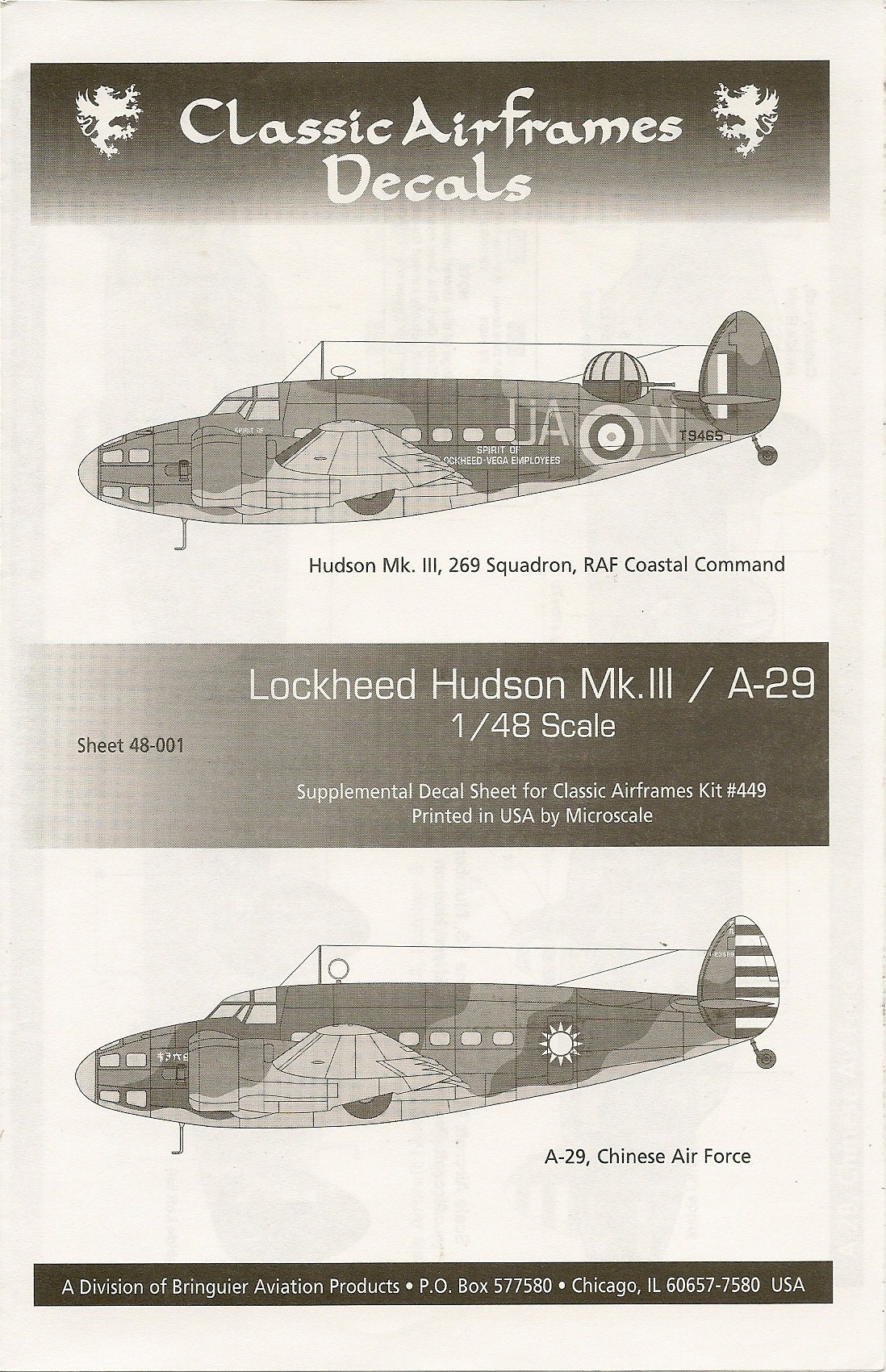 Classic Airframes 48-001 1/48 Scale Lockheed Hudson Model Airplane ...