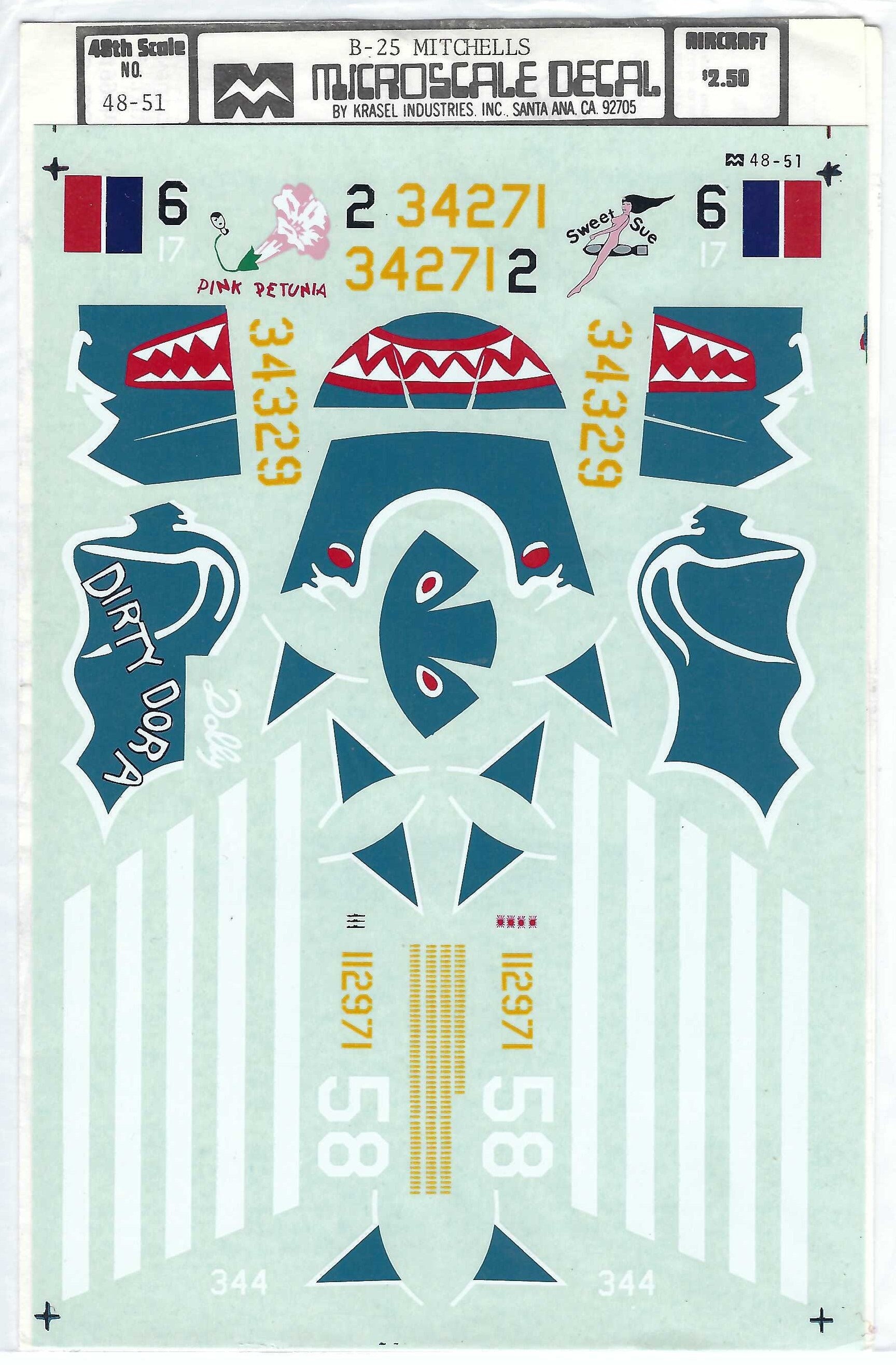 Microscale 48-51 1/48 Scale North American B-25 Mitchell Colorful Model ...