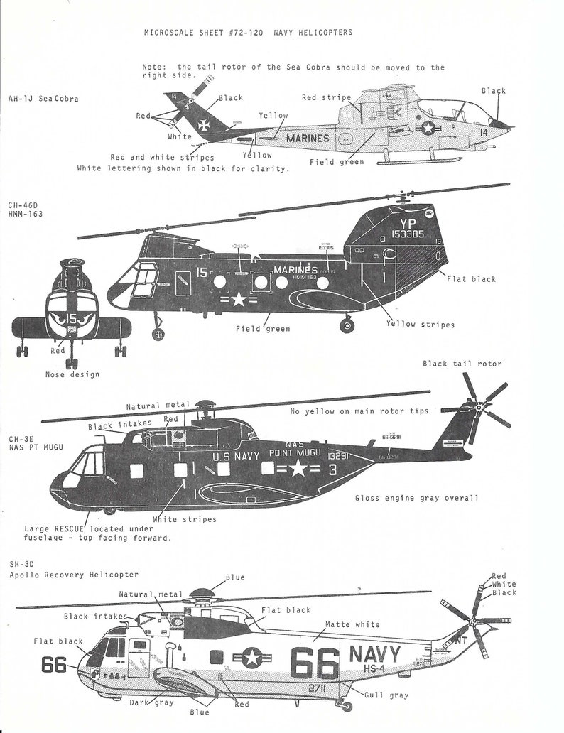Microscale 72-120 1/72 Scale US Navy Helicopters Model Aircraft Decals ...