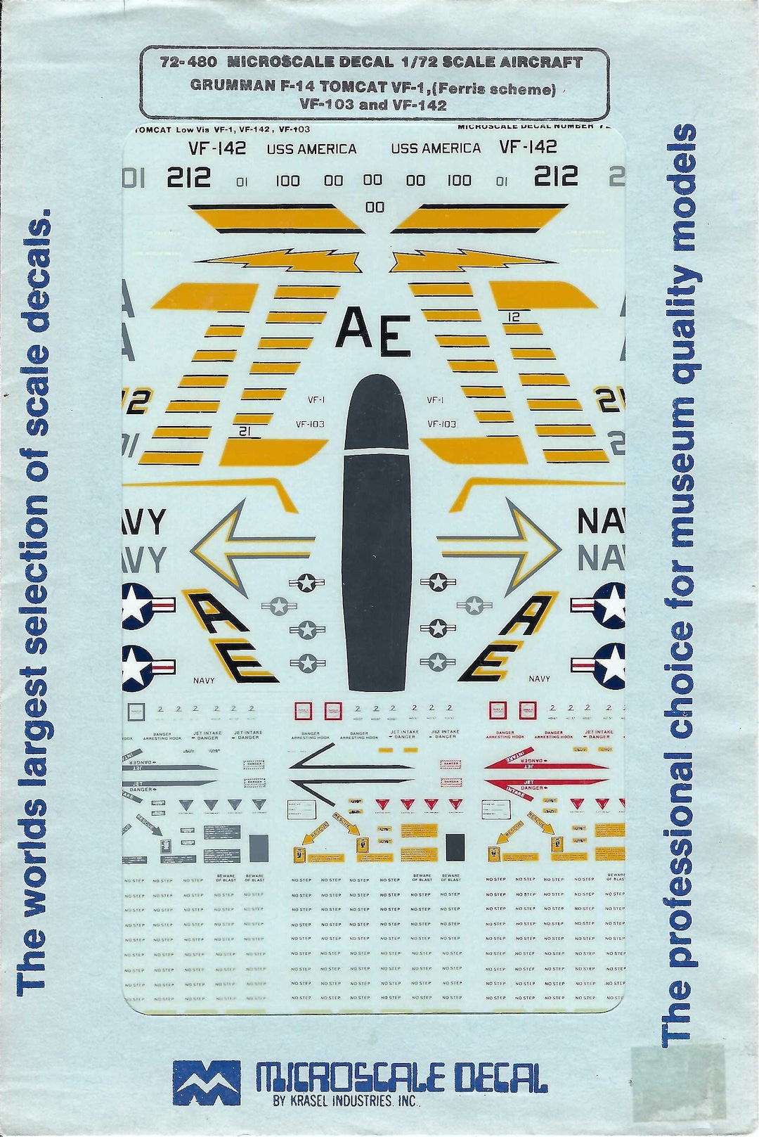 Microscale 72-480 1/72 Scale Grumman F-14 Tomcat Model Airplane Decals ...