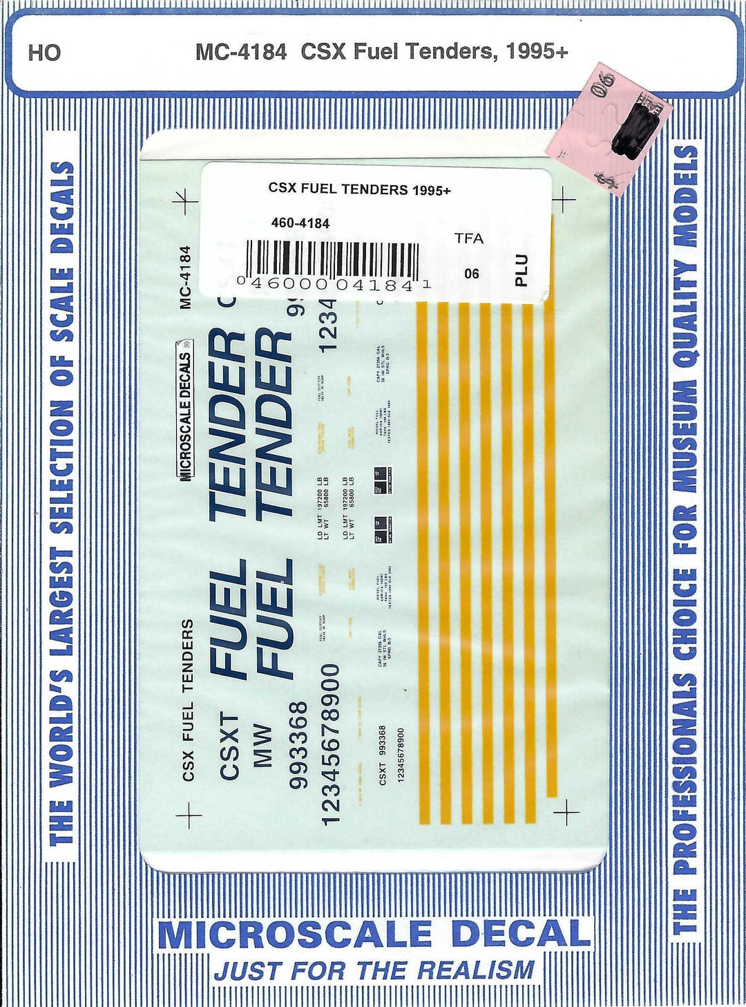 Microscale MC-4184 HO Scale CSX Fuel Tenders (1995+) Model Train Decals - Etsy
