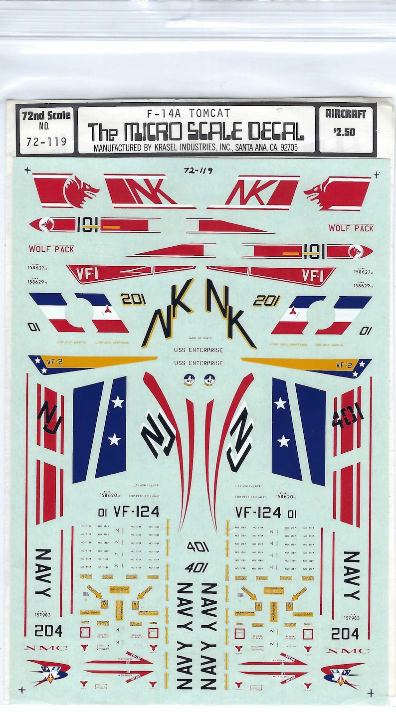 Microscale 72-119 1/72 Scale Grumman F-14 Tomcat Model Airplane Decals ...