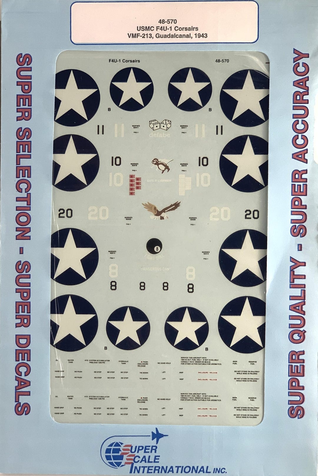 Superscale 48-570 1/48 Scale Vought F4U Corsair Model Airplane Decals ...