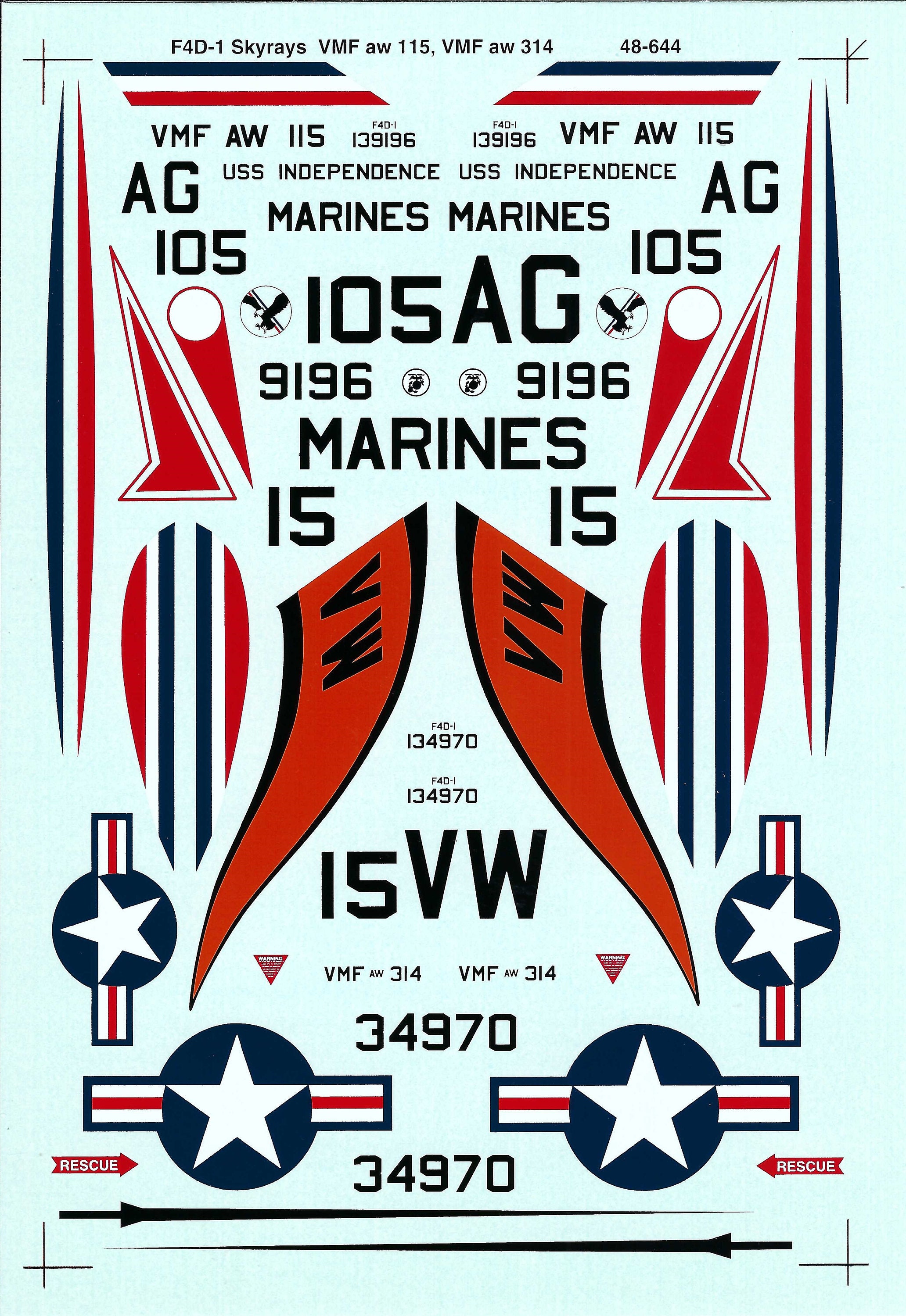 Superscale 48-644 1/48 Scale Douglas F4D-1 Skyrays Colorful Model ...