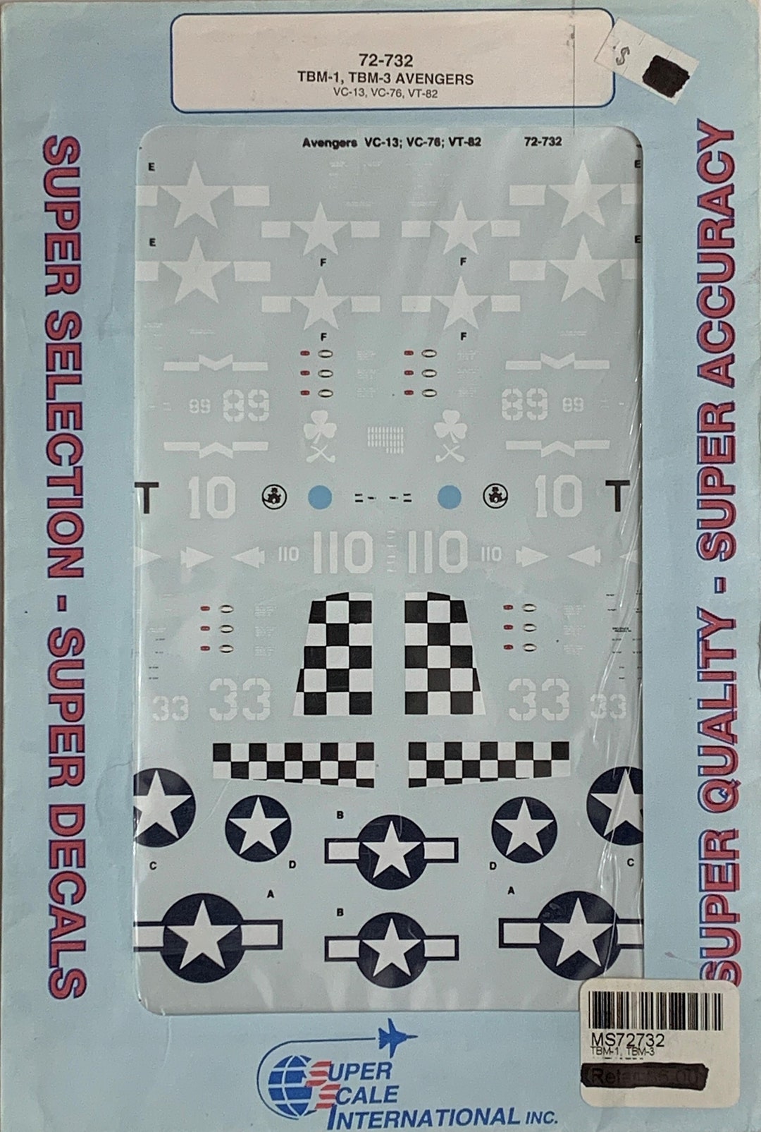 Superscale 72-732 1/72 Scale Grumman TBM Avenger Model Airplane Decals ...