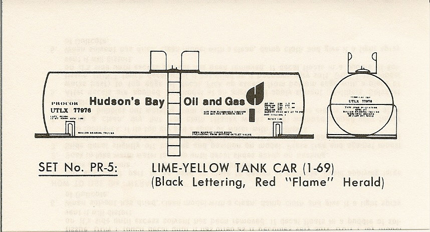 Herald King PR-5 HO Scale Hudson's Bay Oil and Gas Lime-yellow Tank Car ...
