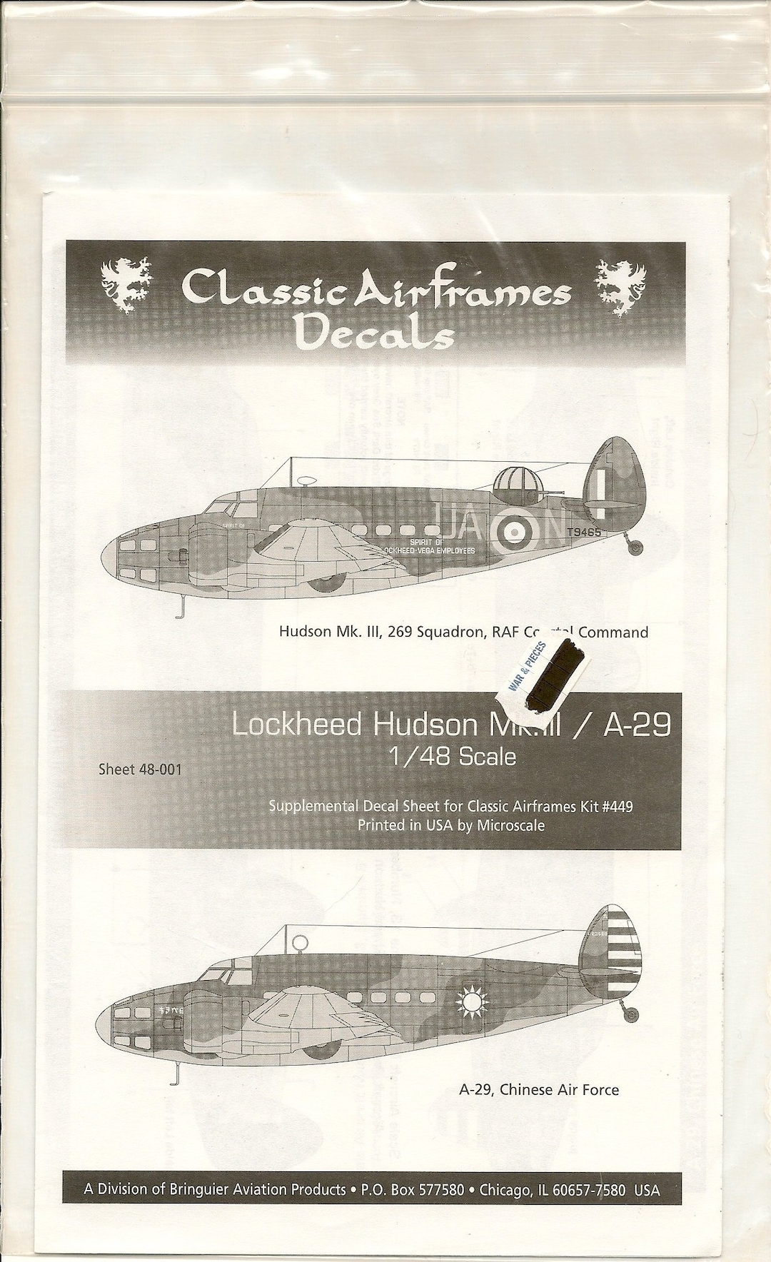Classic Airframes 48-001 1/48 Scale Lockheed Hudson Model Airplane ...