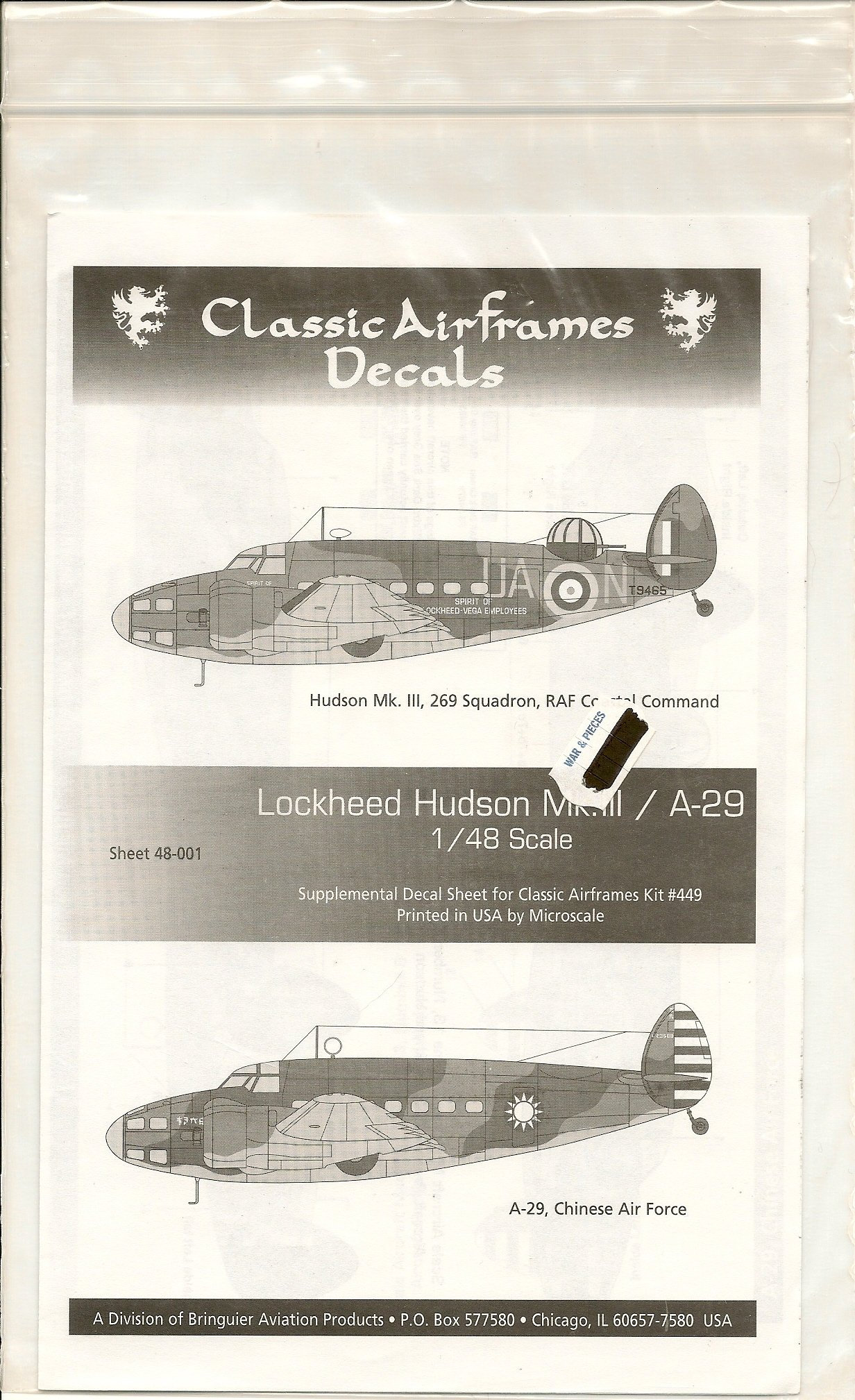 Classic Airframes 48-001 1/48 Scale Lockheed Hudson Model Airplane ...