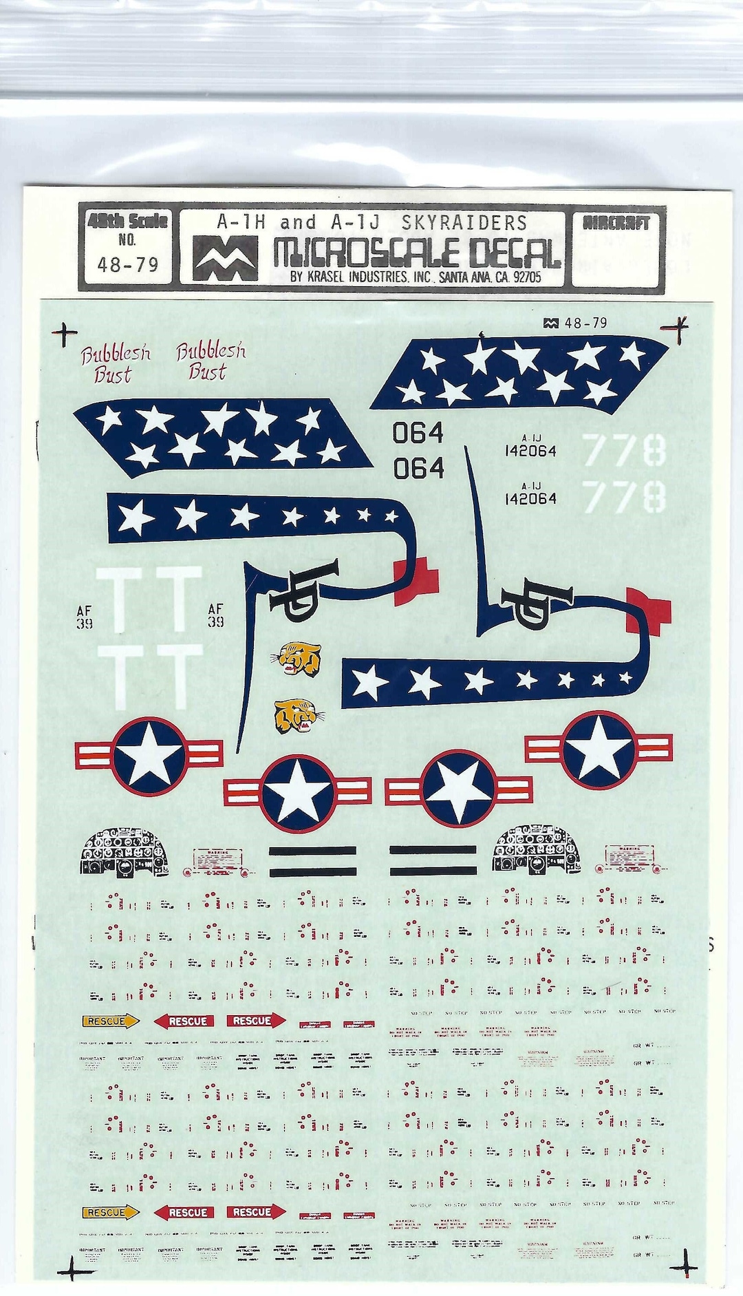 Microscale 48-79 1/48 Scale Douglas A-1 Skyraider Model Airplane Decals ...