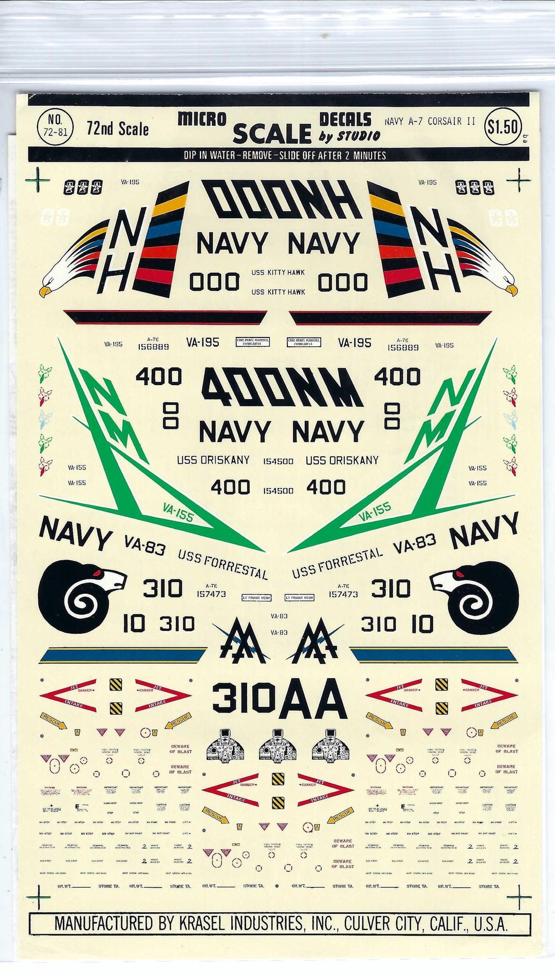 Microscale 72-81 1/72 Scale LTV A-7 Corsair II Model Airplane Decals - Etsy