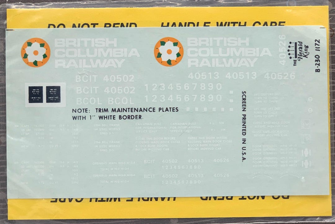 Herald King B-230 HO Scale British Columbia Railway (BC Rail) Dark ...