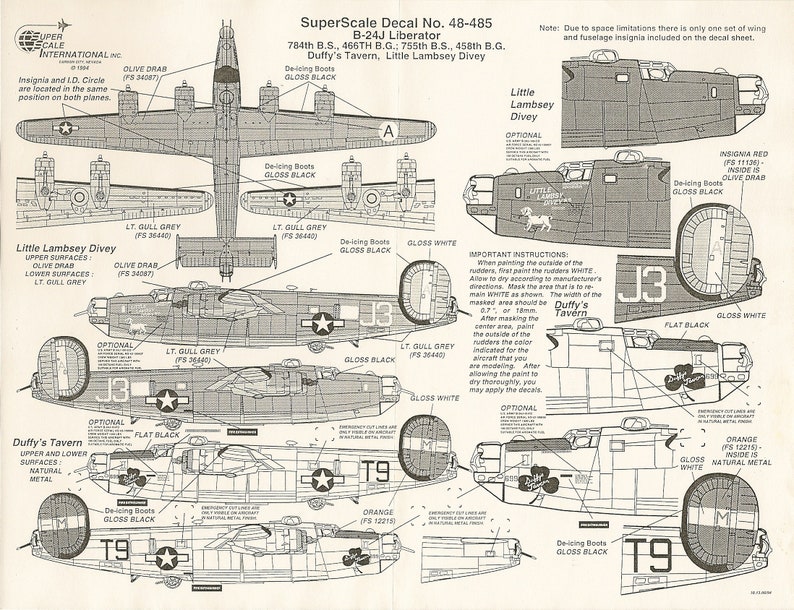 Superscale 48-485 1/48 Scale Consolidated B-24 Liberator Model Airplane ...