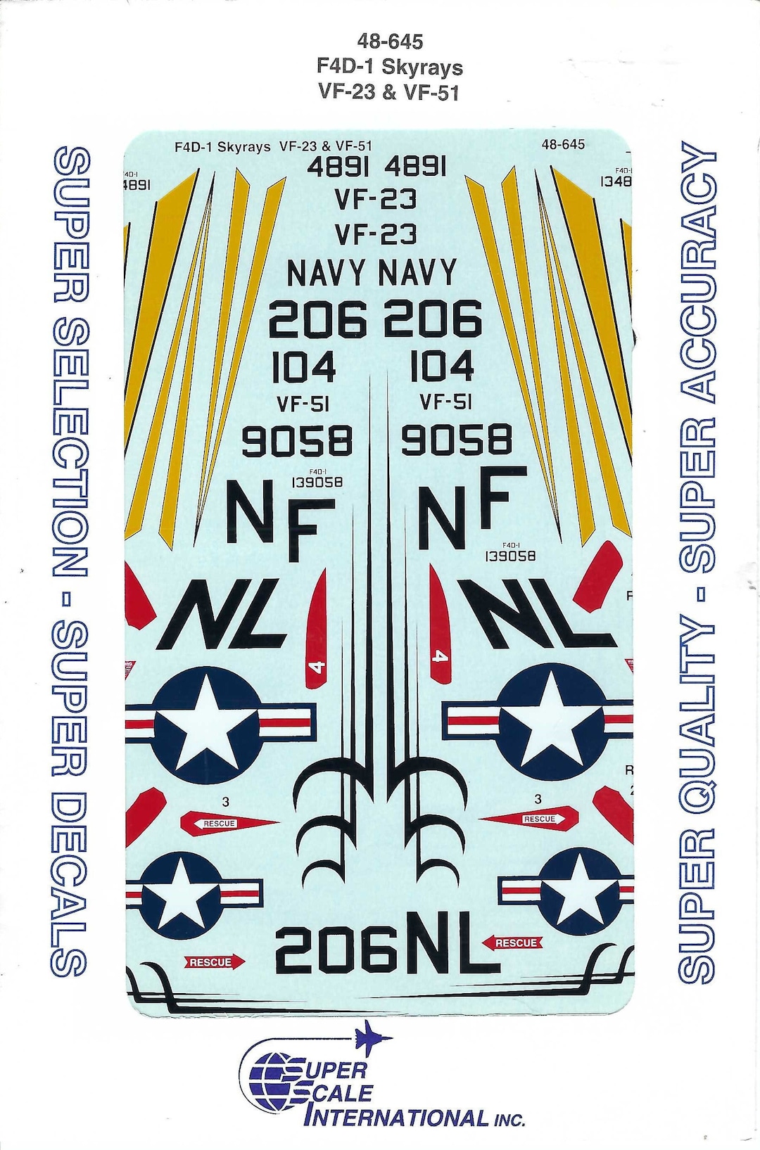 Superscale 48-645 1/48 Scale Douglas F4D Skyray Model Airplane Decals ...