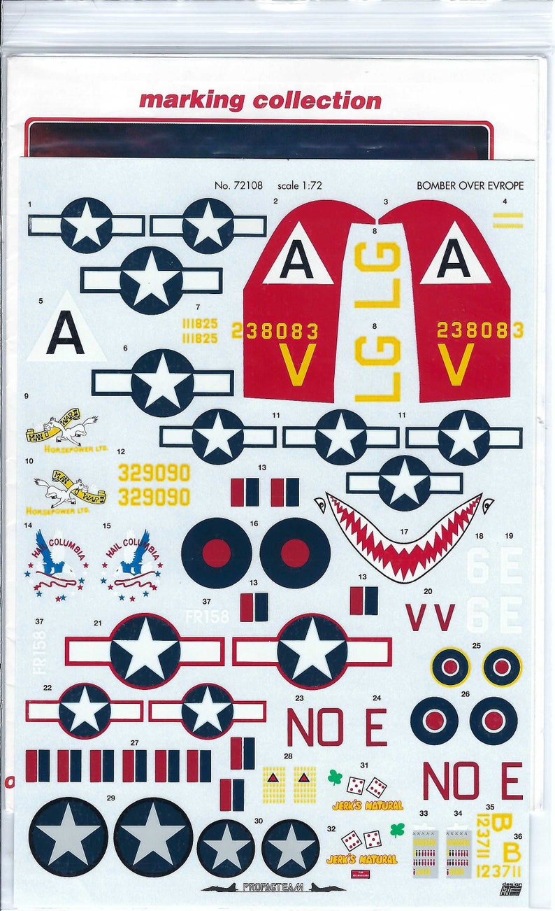 Propagteam 72108 1/72 Scale Bombers Over Europe B-17 B-24 B-25 Model Airplane Decals - Etsy