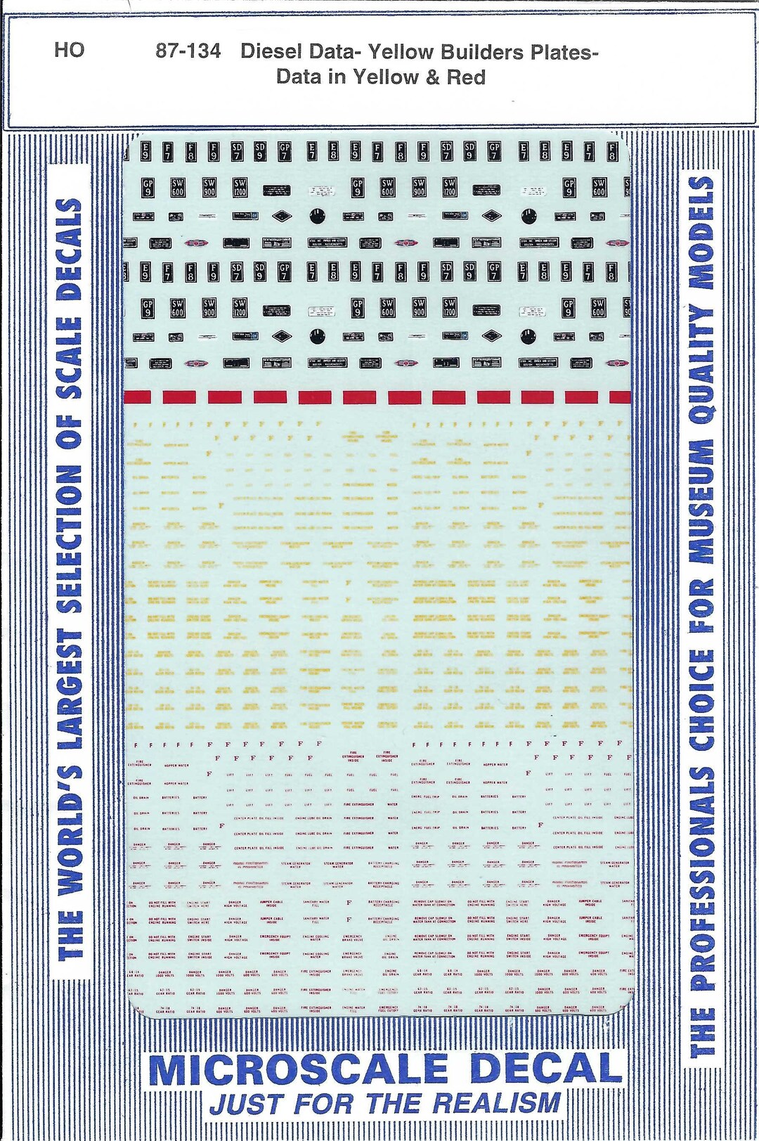 Microscale 87-134 HO Scale Diesel Data Placards and Builder's Plates in ...