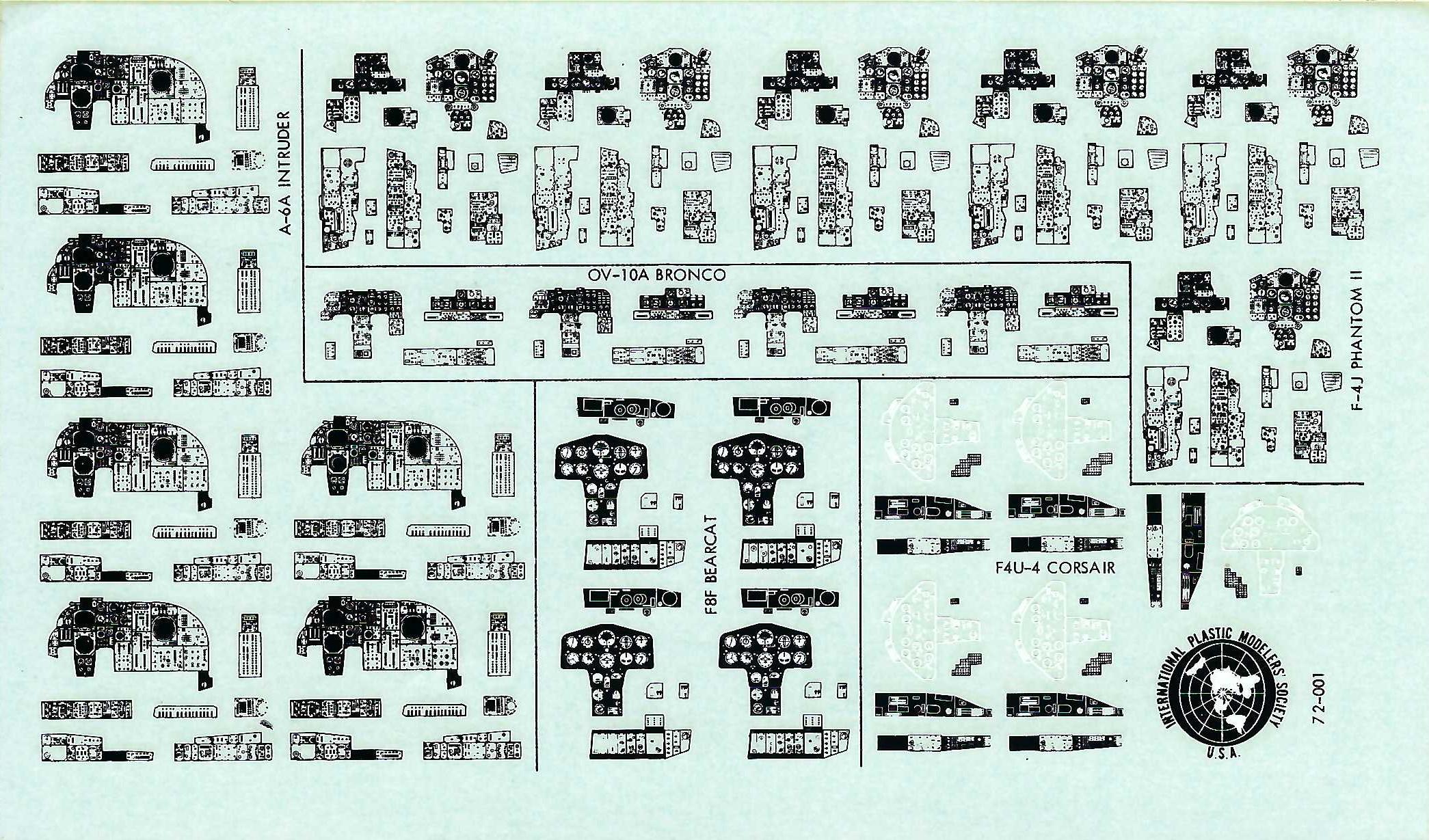 Scale-master 72001 1/72 Scale IPMS-USA Aircraft Instrument Panel Model ...