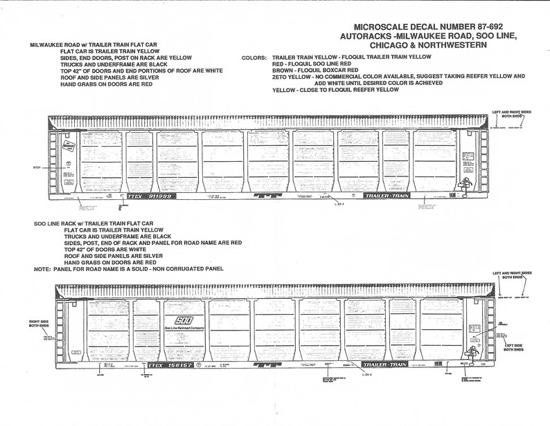 Microscale 87-692 HO Scale TTX Trailer Train Auto Racks for Milwaukee ...
