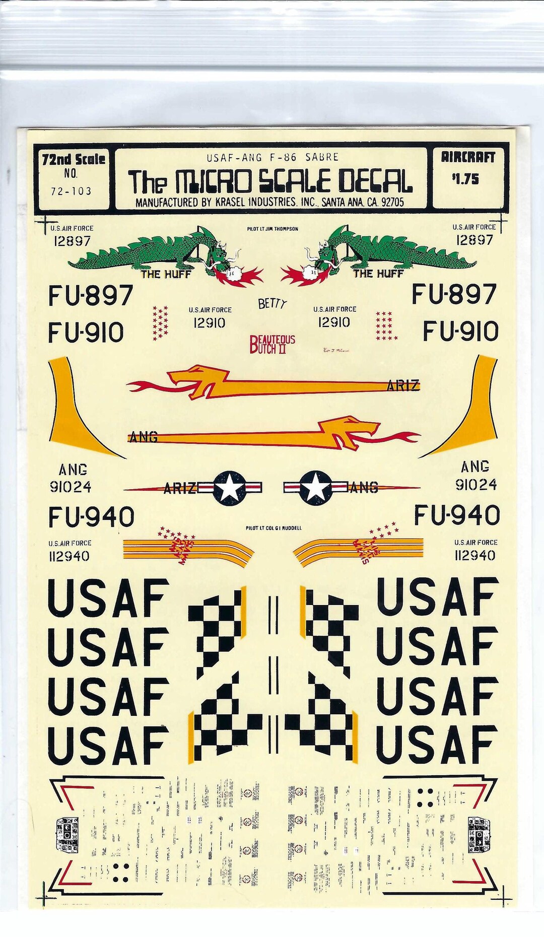 Microscale 72-103 1/72 Scale North American F-86 Sabre Model Airplane ...