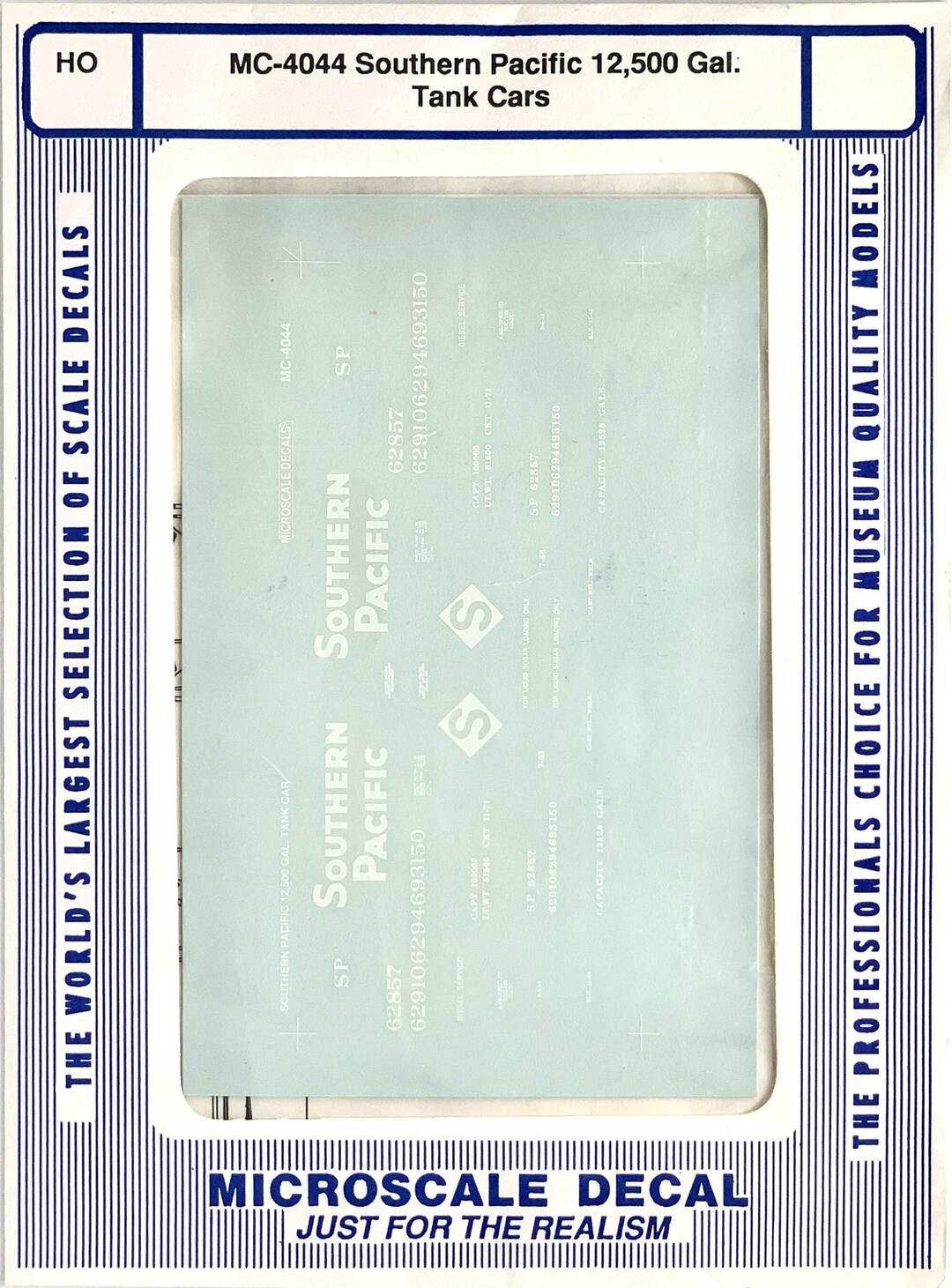 Microscale MC-4044 HO Scale Southern Pacific Railroad 12,500 Gallon Tank Car Model Train Decals ...