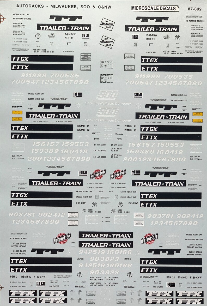 Microscale 87-692 HO Scale TTX Trailer Train Auto Racks for Milwaukee ...
