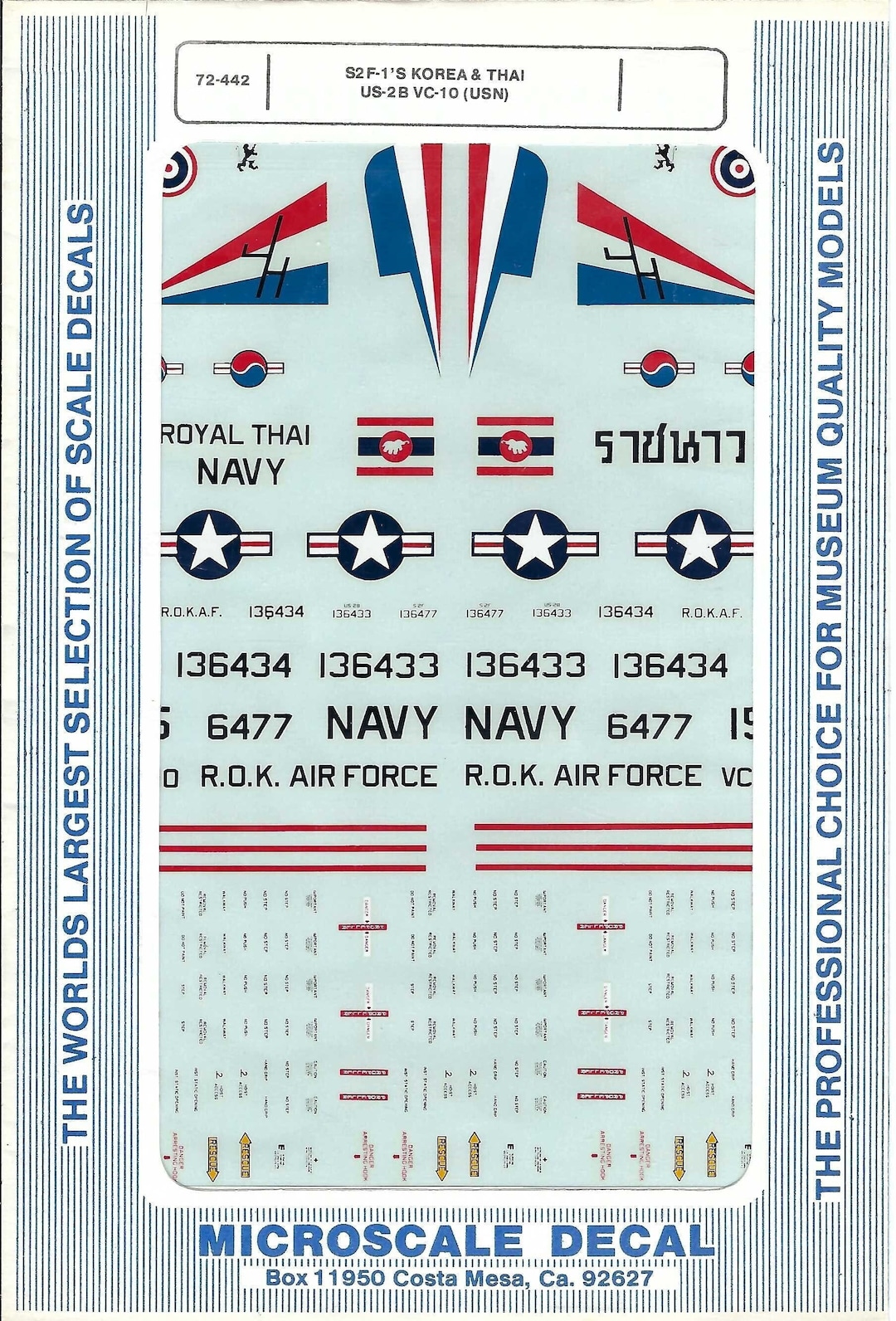 Microscale 72-442 1/72 Scale Grumman S2F Tracker Model Airplane Decals ...
