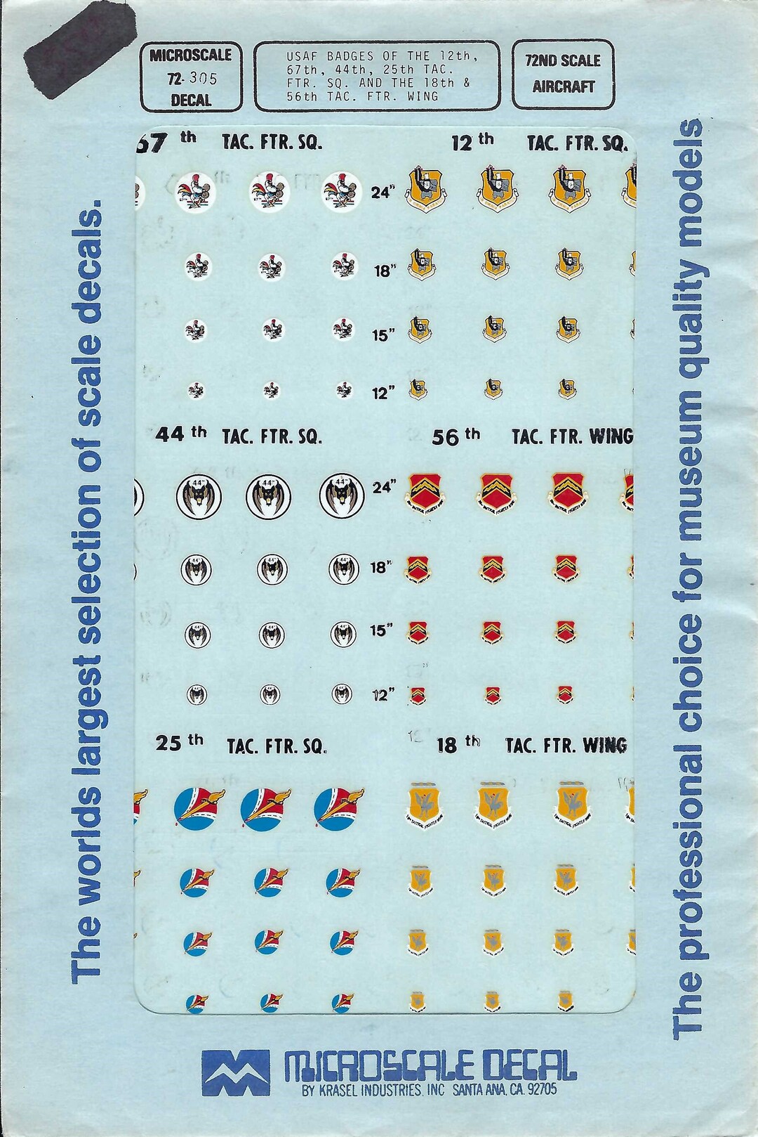Microscale 72-305 1/72 Scale US Tactical Fighter Squadron Badges Model ...