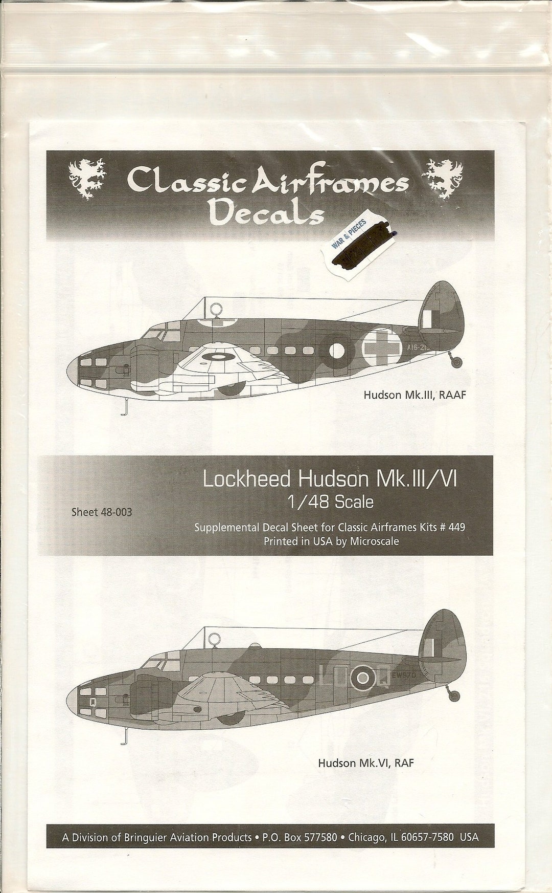 Classic Airframes 48-003 1/48 Scale Lockheed Hudson Model Airplane ...
