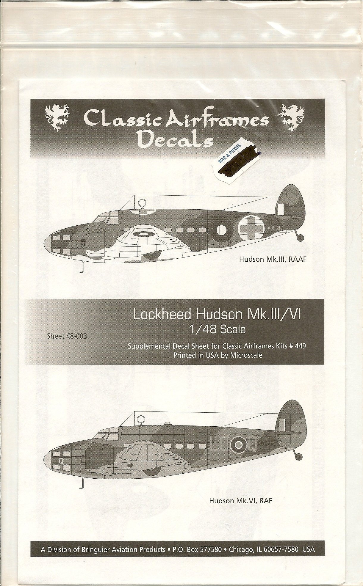 Classic Airframes 48-003 1/48 Scale Lockheed Hudson Model Airplane ...