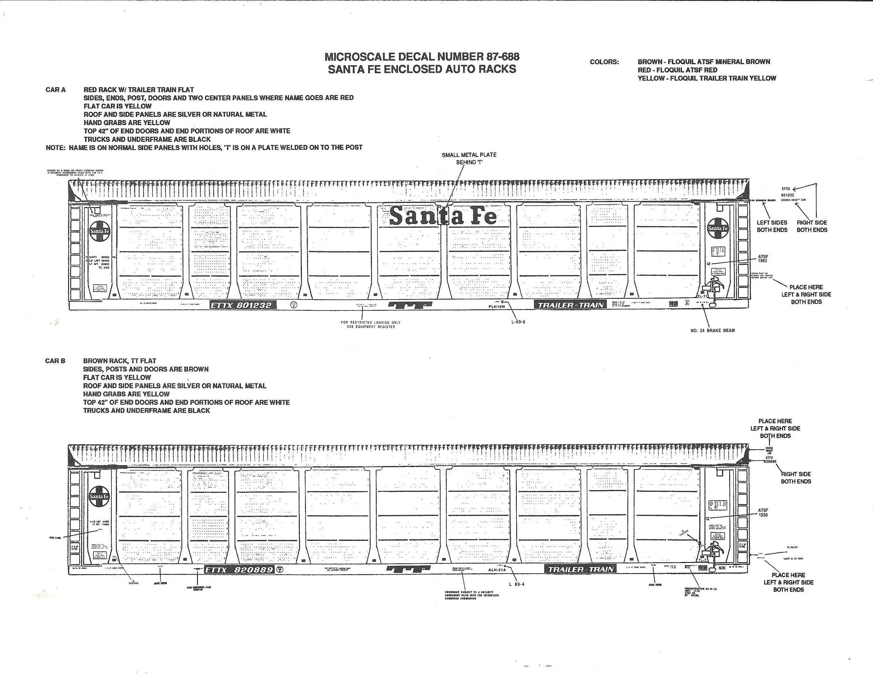 Microscale 87-688 HO Scale TTX Trailer Train Auto Racks for Santa Fe ...