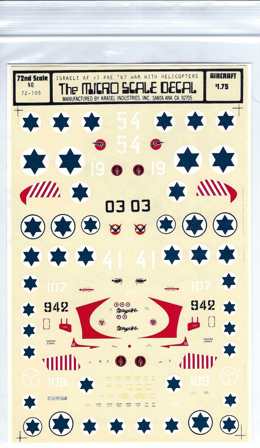 Microscale 72-105 1/72 Scale Israeli Air Force Pre-1967 War With ...