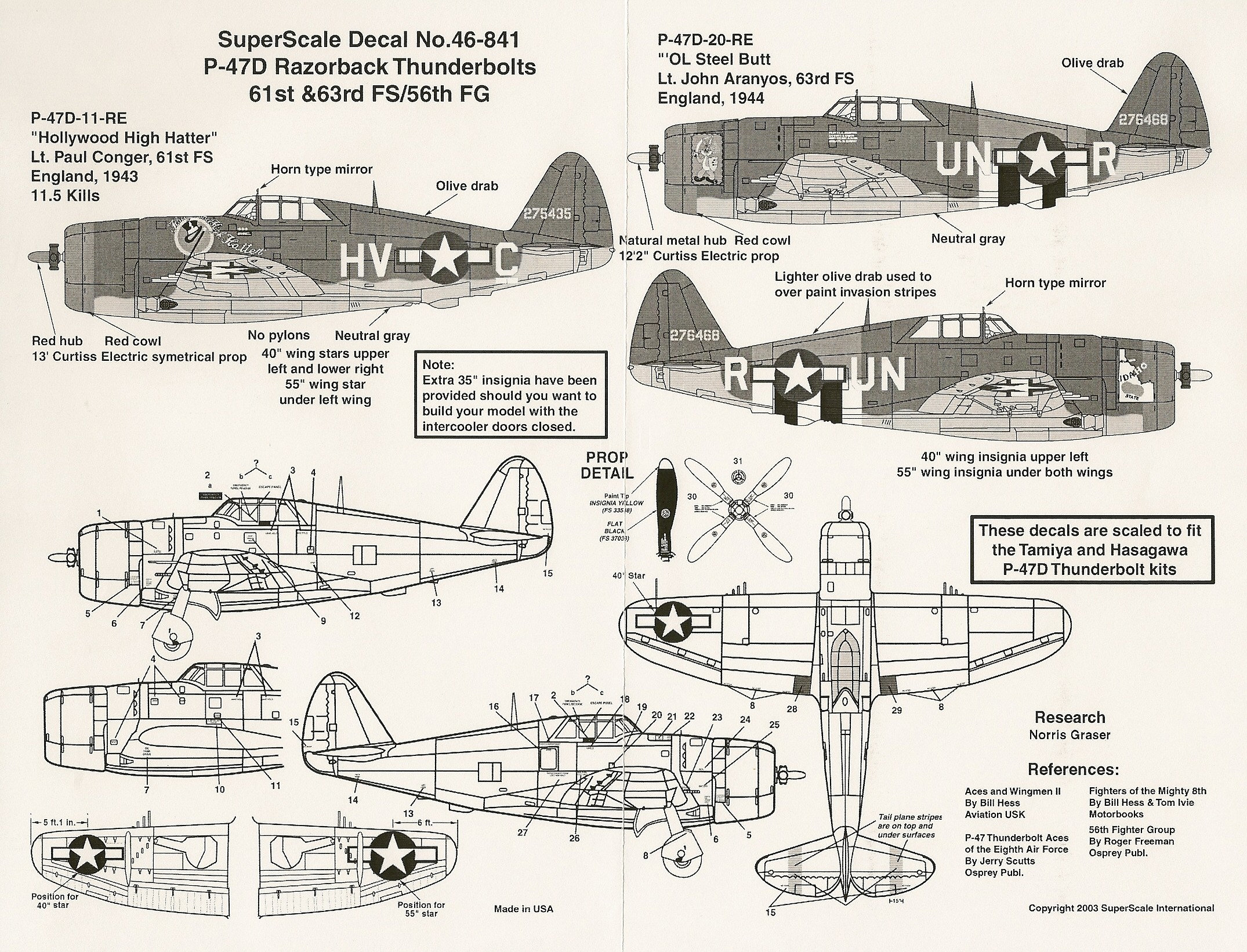 Superscale 48-841 1/48 Scale Republic P-47D Razorback Thunderbolt Model ...
