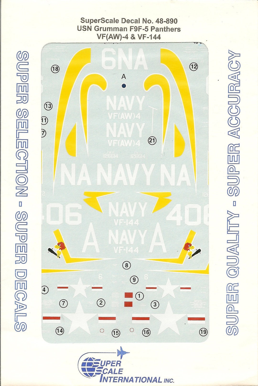 Superscale 48-890 1/48 Scale Grumman F9F Panther Model Airplane Decals ...