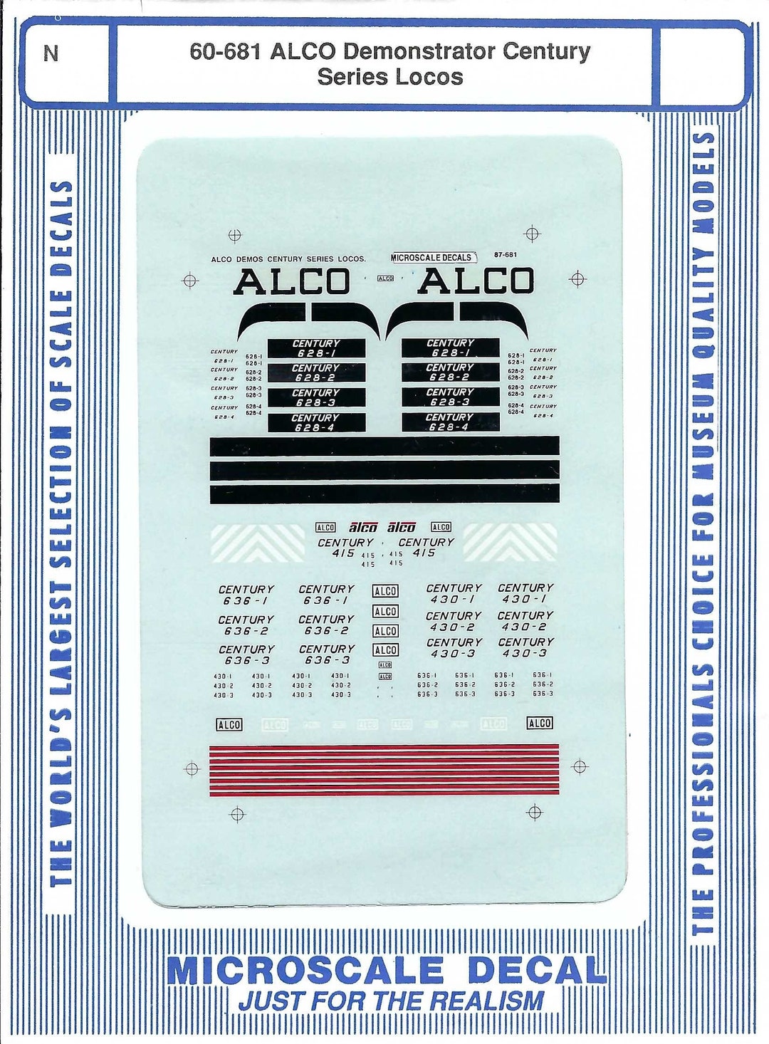 Microscale 60-681 N Scale ALCO Demonstrator Century Series Locomotives Model Train Decals - Etsy