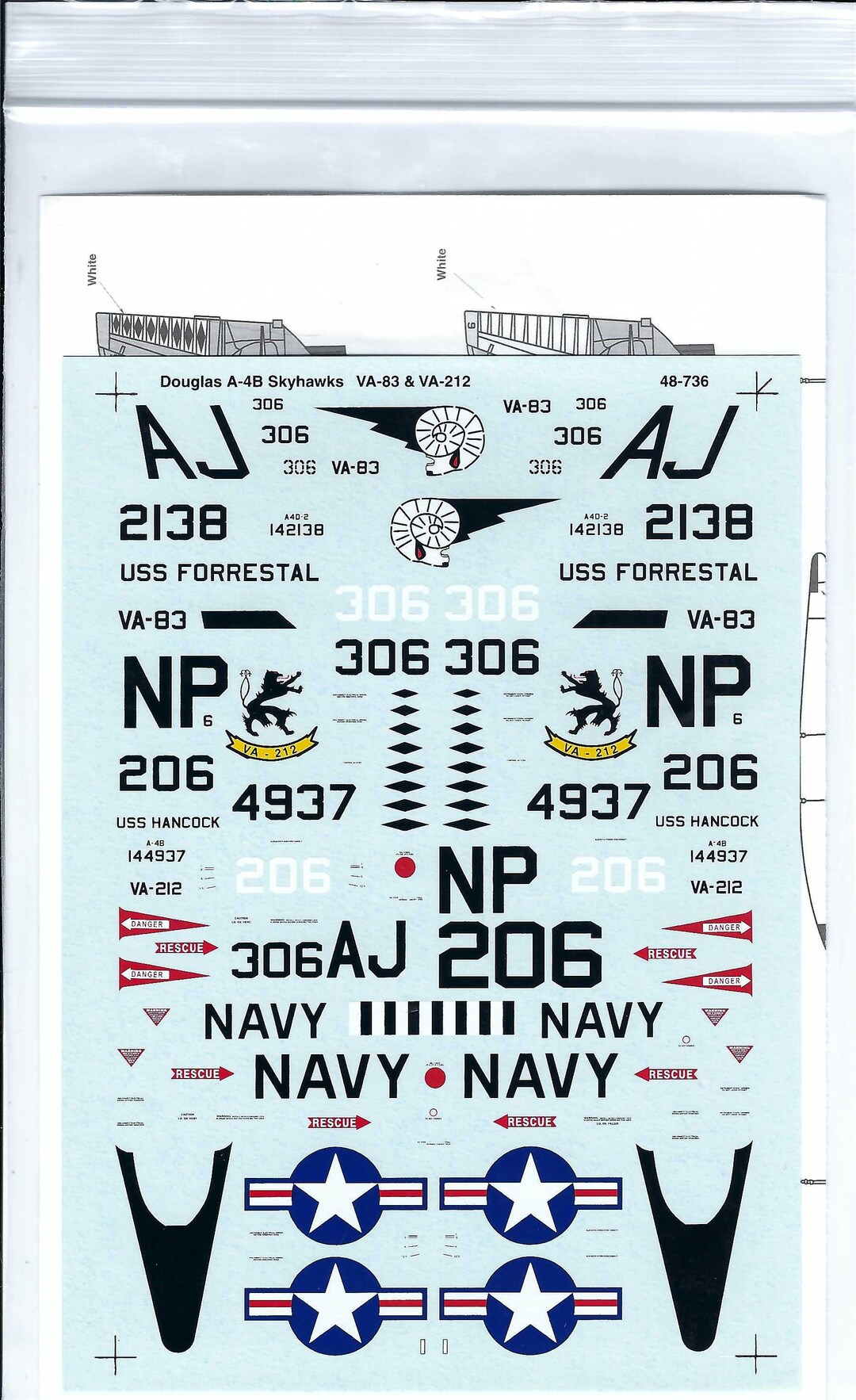 Superscale 48-736 1/48 Scale Douglas A-4B Skyhawk Model Airplane Decals ...