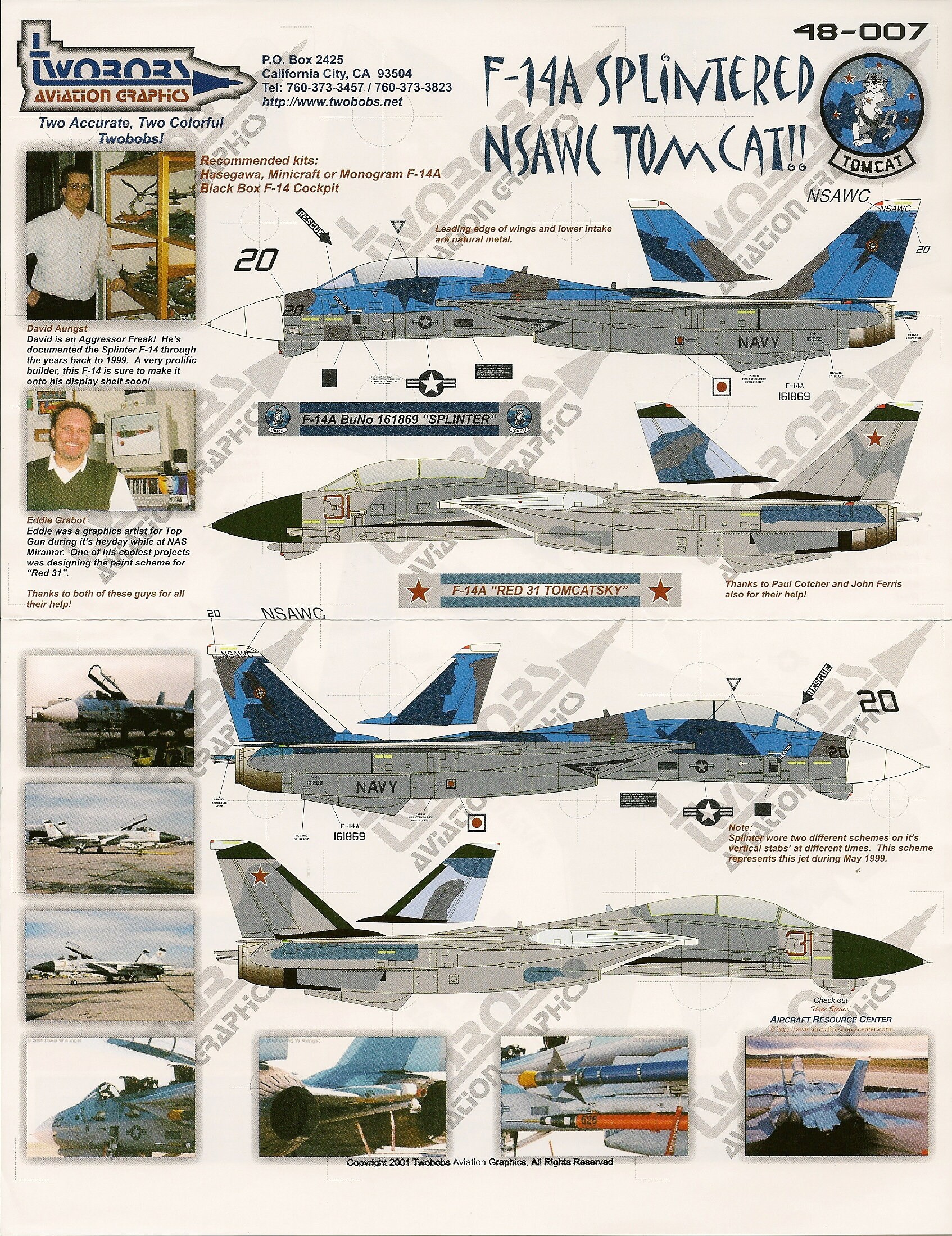 Twobobs Aviation Graphics 48-007 1/48 Scale Grumman F-14 Tomcat ...