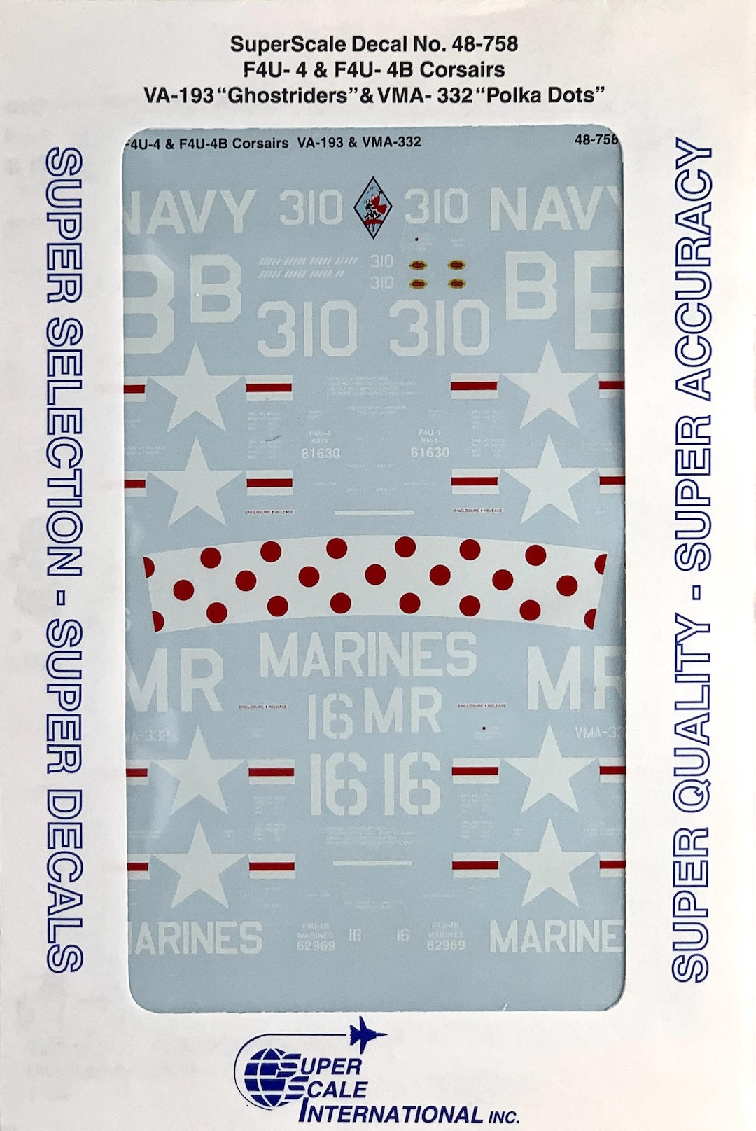 Superscale 48-758 1/48 Scale Vought F4U Corsair Model Airplane Decals ...