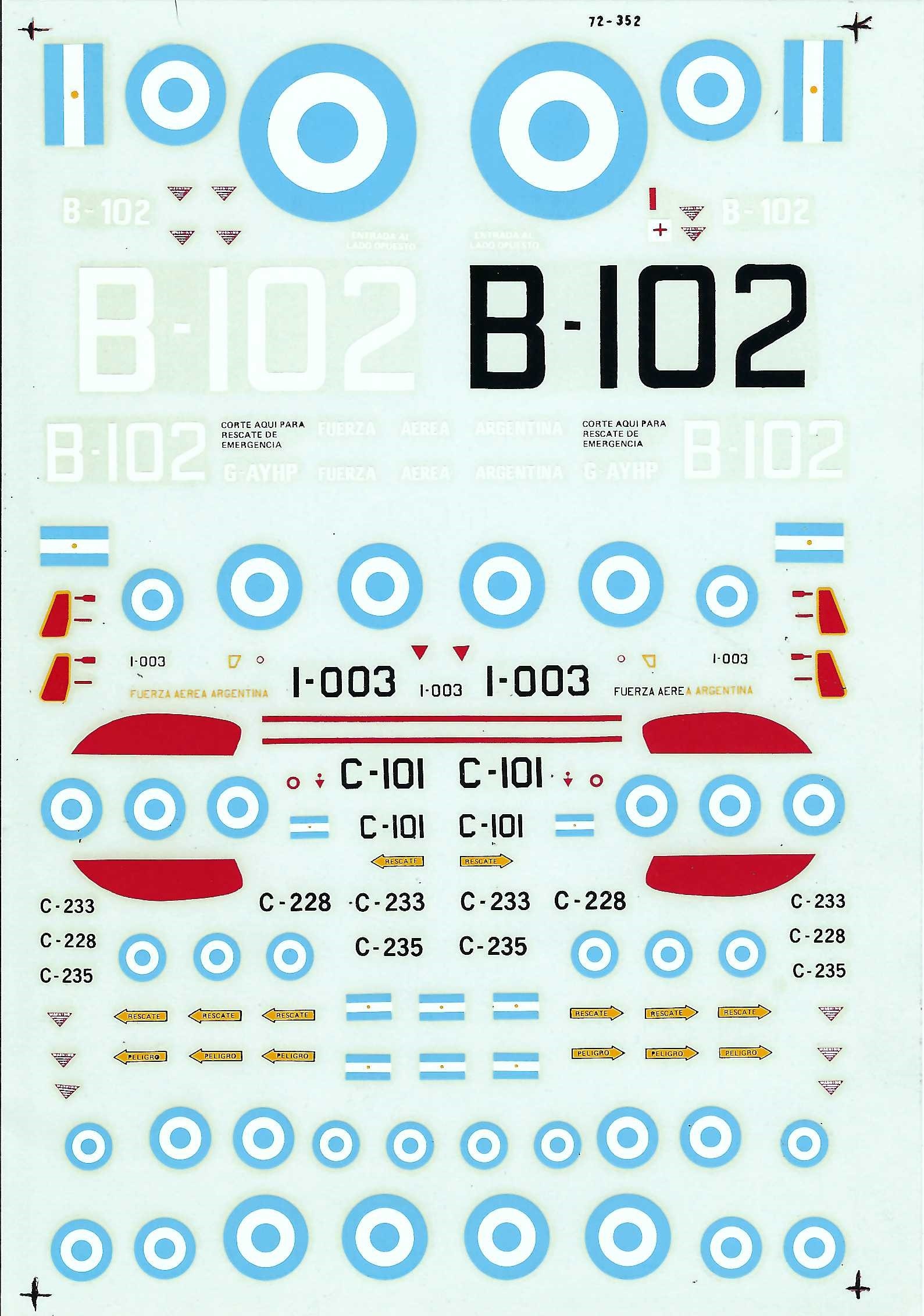 Microscale 72-352 1/72 Scale Aircraft of the Argentine Air Force Model Airplane Decals - Etsy