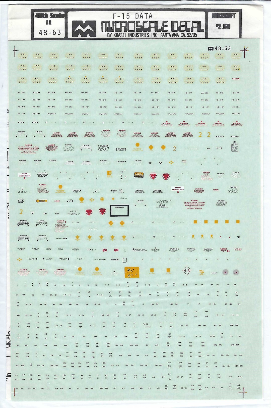 Microscale 48-63 1/48 Scale Mcdonnell Douglas F-15 Eagle Data Placards ...