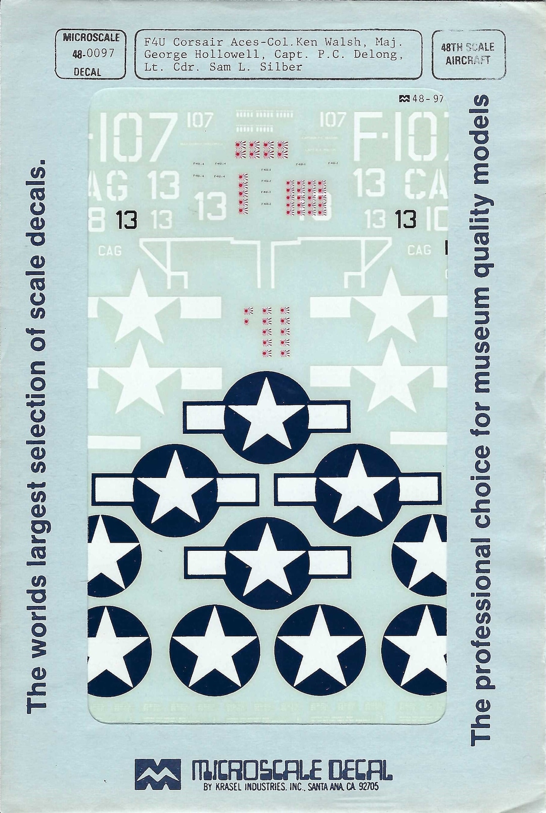 Microscale 48-97 1/48 Scale Vought F4U Corsair Model Airplane Decals - Etsy