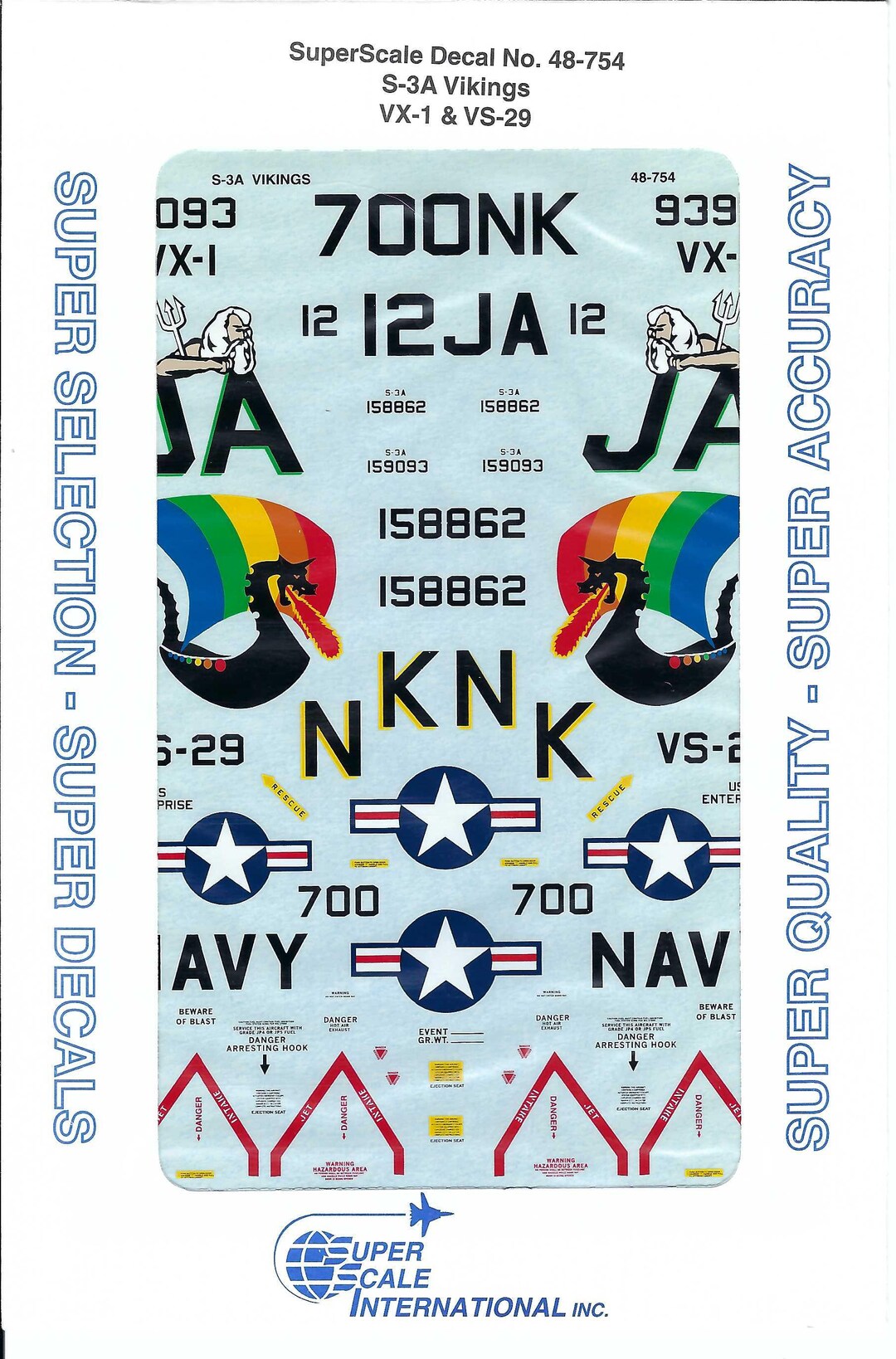 Superscale 48-754 1/48 Scale Lockheed S-3A Viking Model Airplane Decals ...