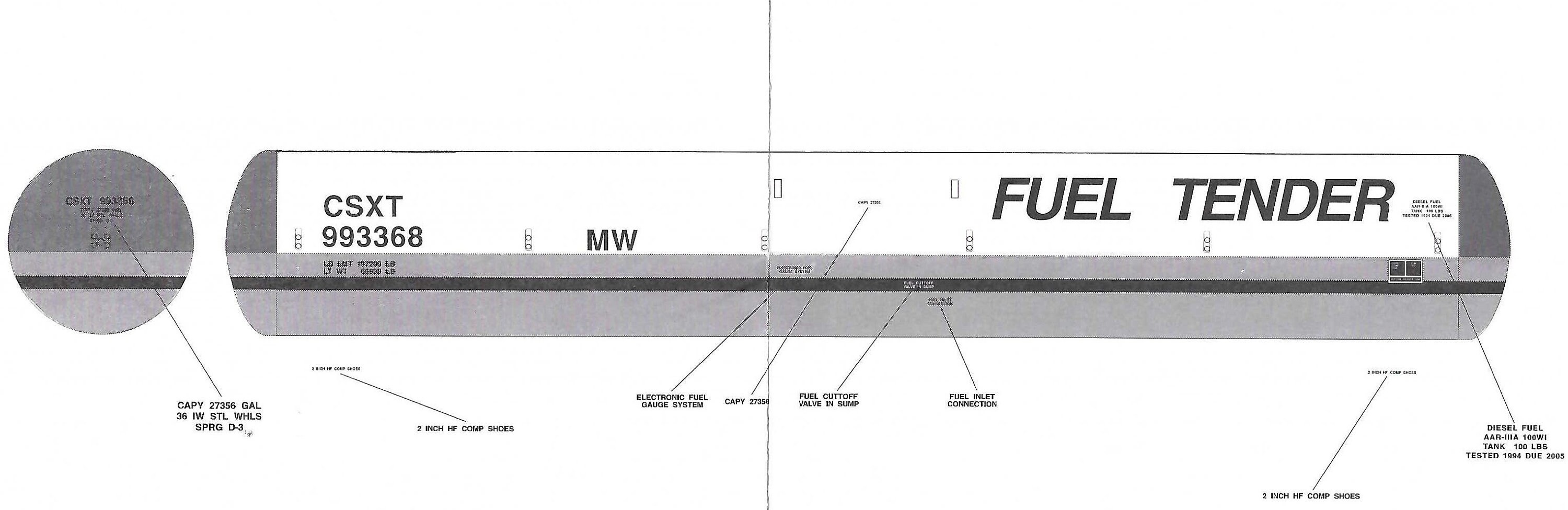 Microscale MC-4184 HO Scale CSX Fuel Tenders 1995 Model Train Decals - Etsy