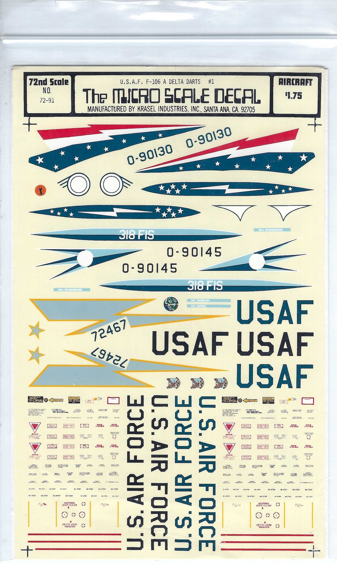 Microscale 72-91 1/72 Scale Convair F-106 Delta Dart Colorful Model Airplane Decals - Etsy